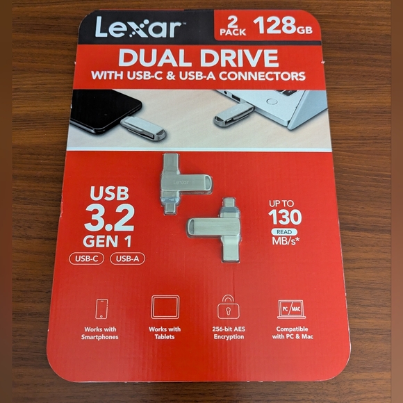 Other | Lexar Dual Drive With Usbc Usba Connectors 32 Gen 1 128gb 2 ...